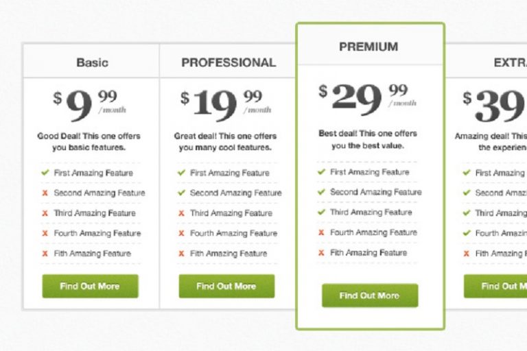 13 Best Free Photoshop PSD Price Templates for Pricing Tables, Plans